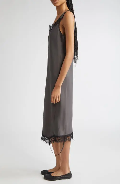 MAISON MARGIELA Convertible Lace Trim Satin Midi Dress