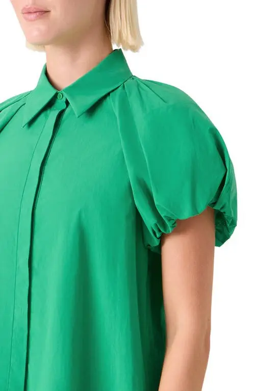Akris Puff Sleeve Cotton Tiered Dress