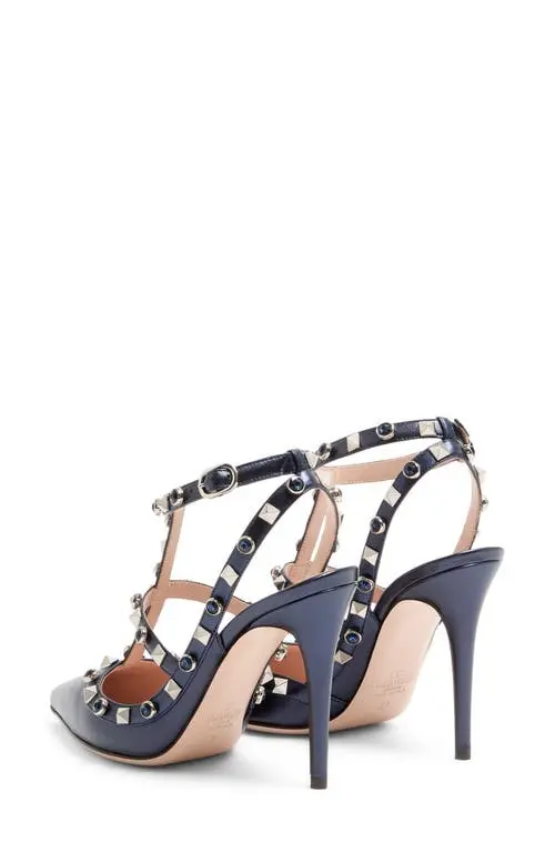 Valentino Garavani Rockstud T-strap Pumps - Navy