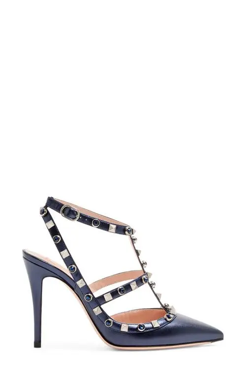 Valentino Garavani Rockstud T-strap Pumps - Navy