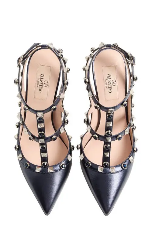 Valentino Garavani Rockstud T-strap Pumps - Navy