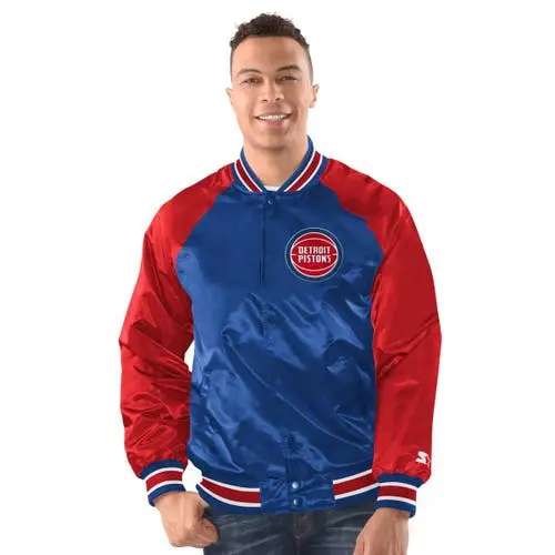 STARTER Detroit Pistons Inductee Raglan Varsity Jacket