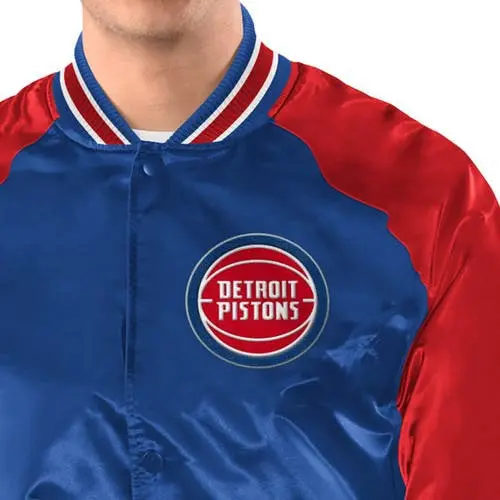 STARTER Detroit Pistons Inductee Raglan Varsity Jacket