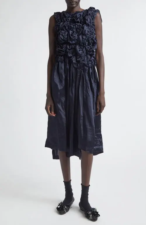 Comme Des Garçons Gathered Ruffle Satin Dress