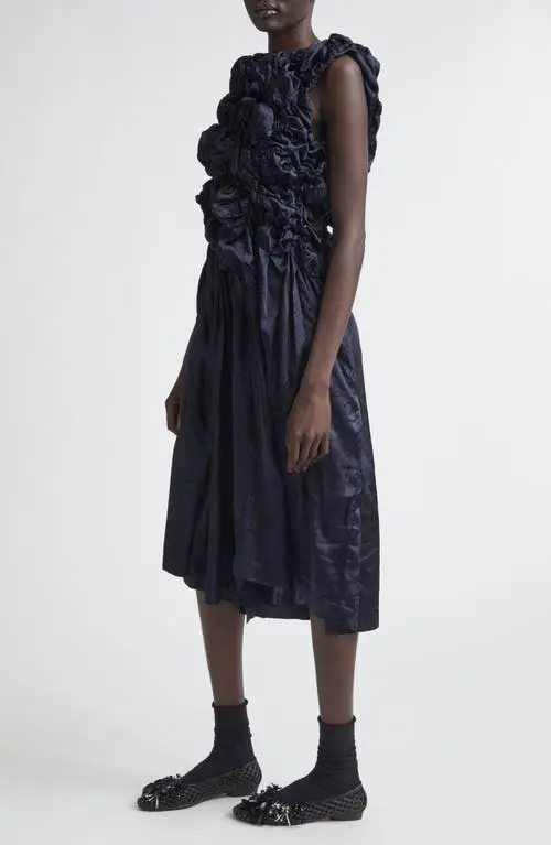 Comme Des Garçons Gathered Ruffle Satin Dress