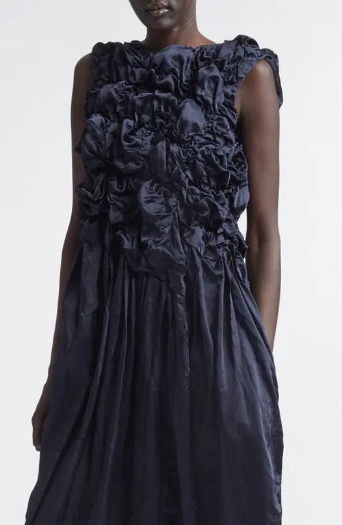 Comme Des Garçons Gathered Ruffle Satin Dress