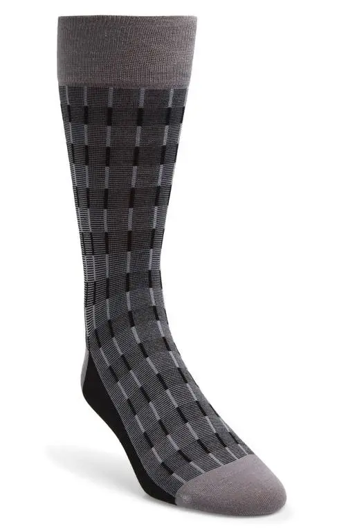 Cole Haan Stripe Cotton Blend Dress Socks - Black