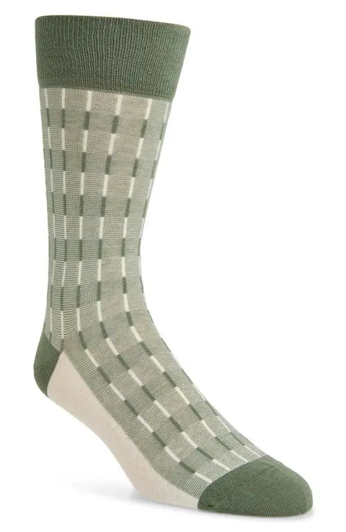 Cole Haan Stripe Cotton Blend Dress Socks - Green