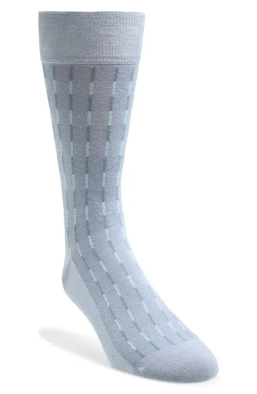 Cole Haan Stripe Cotton Blend Dress Socks - Medium Blue