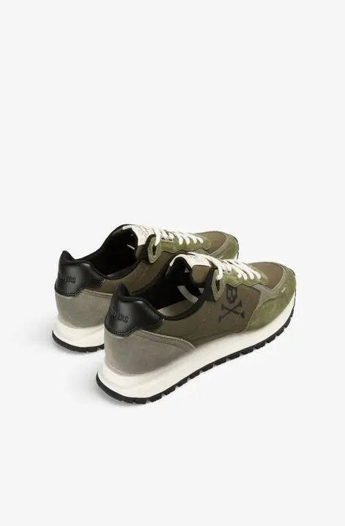 SCALPERS Suede Skull Contrast Sneakers - Khaki