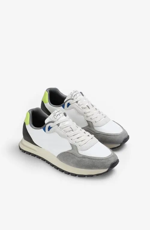 SCALPERS Suede Skull Contrast Sneakers - Whitelime