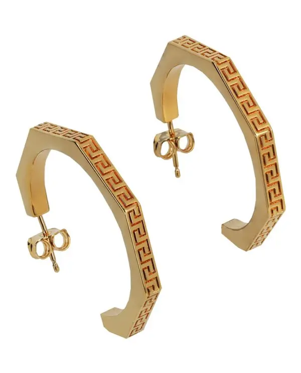 Versace Greca Hoop Earrings - Gold