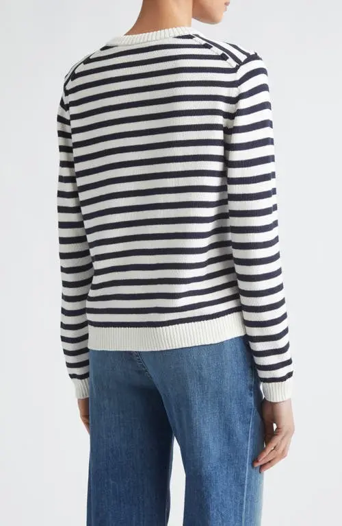 Lafayette 148 New York Stripe Cotton & Silk Zip Cardigan