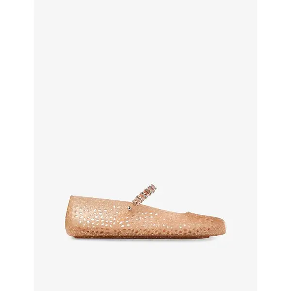 JIMMY CHOO Glitter-embellished Ballet Flats - Light Toffee/silver