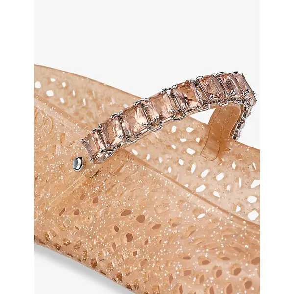 JIMMY CHOO Glitter-embellished Ballet Flats - Light Toffee/silver