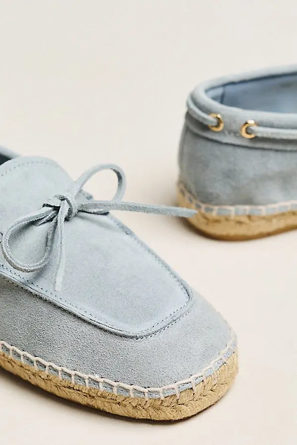 PALOMA BARCELO Suede Bow Boat Shoes - Iceberg