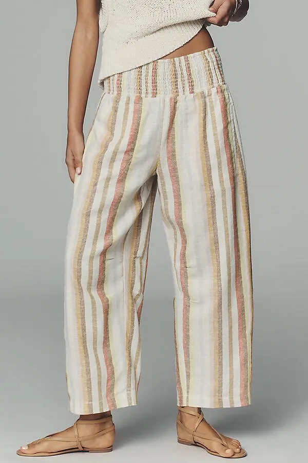 PILCRO Reese Smocked Barrel Pants - Multi Stripe