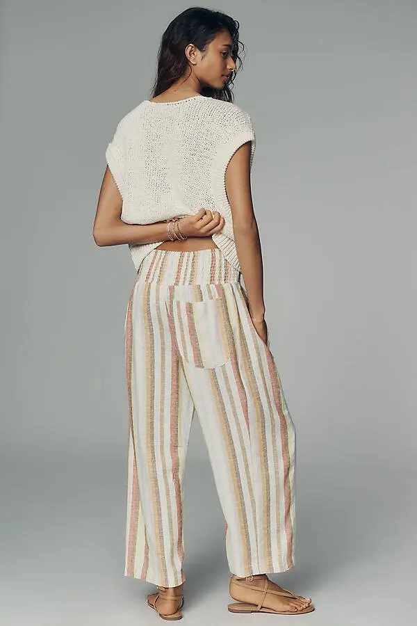 PILCRO Reese Smocked Barrel Pants - Multi Stripe