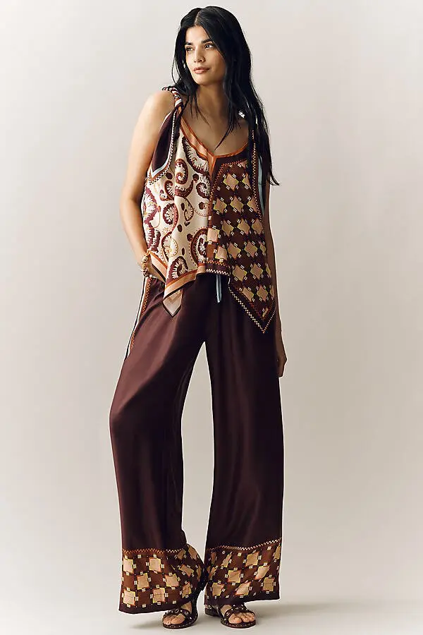 ALEMAIS Silk Twill Scarf Top - Orange
