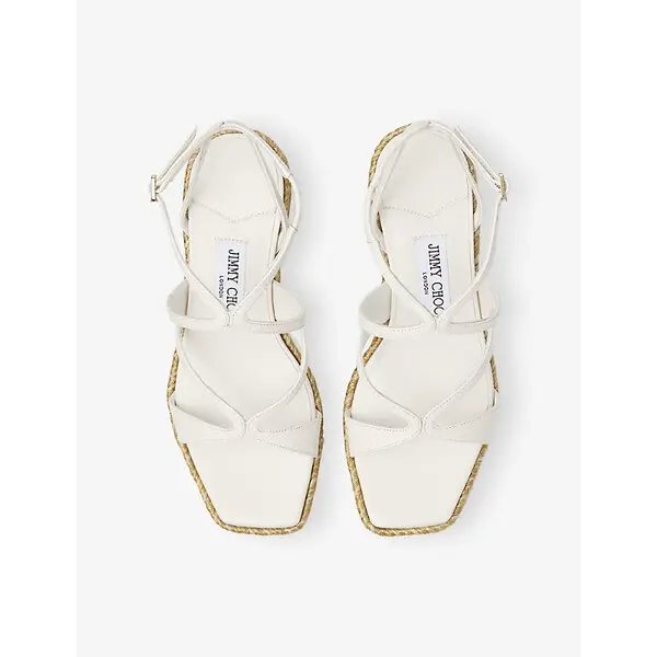 JIMMY CHOO Ayla 85 Leather Espadrille Wedges