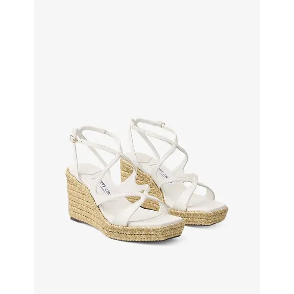 JIMMY CHOO Ayla 85 Leather Espadrille Wedges