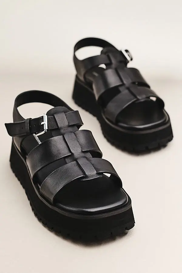 Anthropologie Platform Fisherman Sandals - Black
