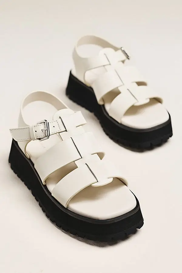 Anthropologie Platform Fisherman Sandals - White