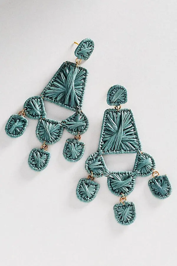 Anthropologie Rattan Deco Drop Earrings - Blue