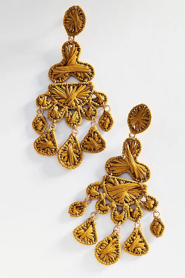 Anthropologie Rattan Deco Drop Earrings - Brown