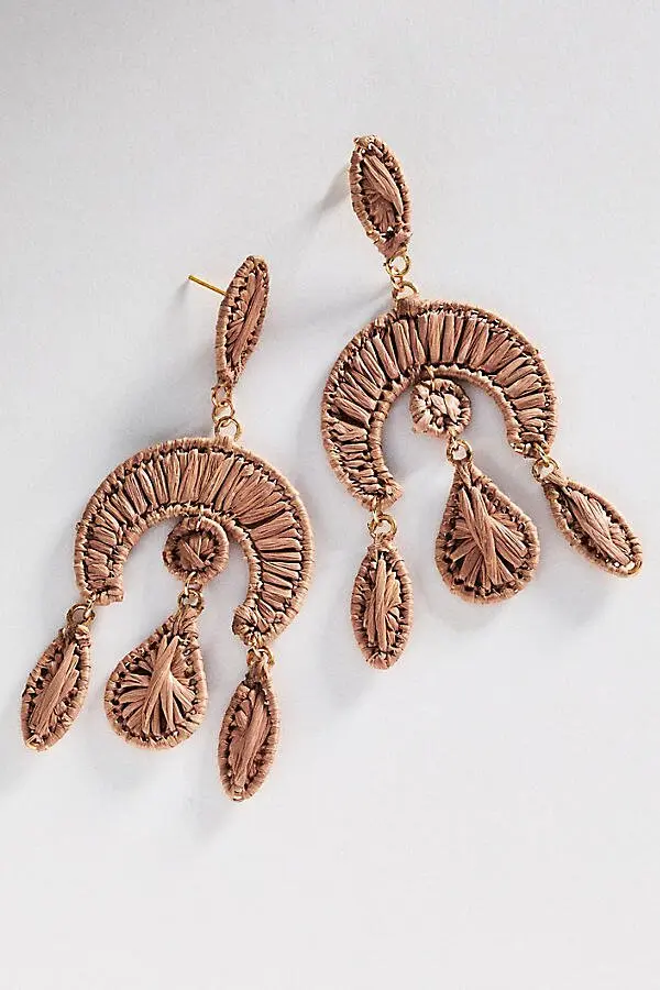 Anthropologie Rattan Deco Drop Earrings - Mauve