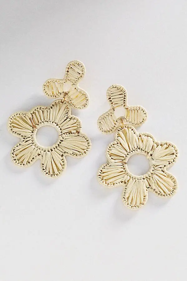 Anthropologie Rattan Deco Drop Earrings - Sand