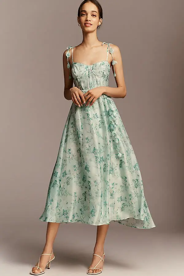 Astr The Label Halcyon Midi Dress - Green Floral