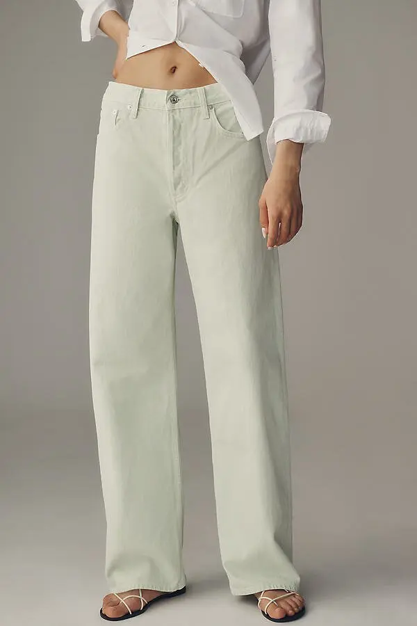 AGOLDE Arc High-rise Tapered Jeans - Mint Cream