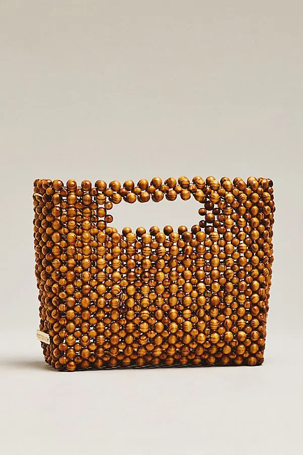 Dolce Vita Wood Beaded Clutch - Natural