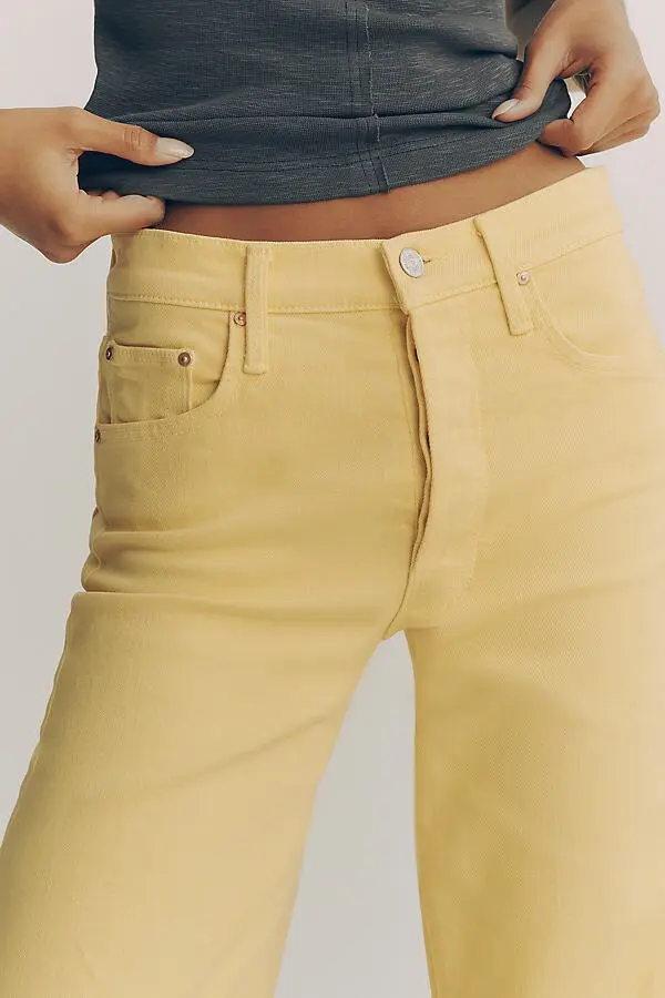 MOTHER Tomcat Roller Fray High-rise Wide-leg Jeans - Sunshine
