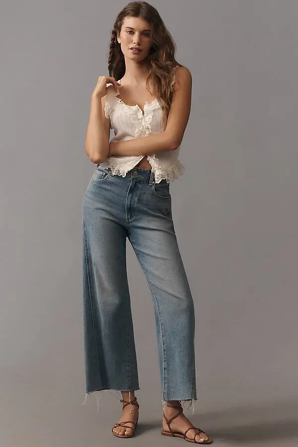 Paige Anessa Panel High-rise Crop Wide-leg Jeans - Explorer