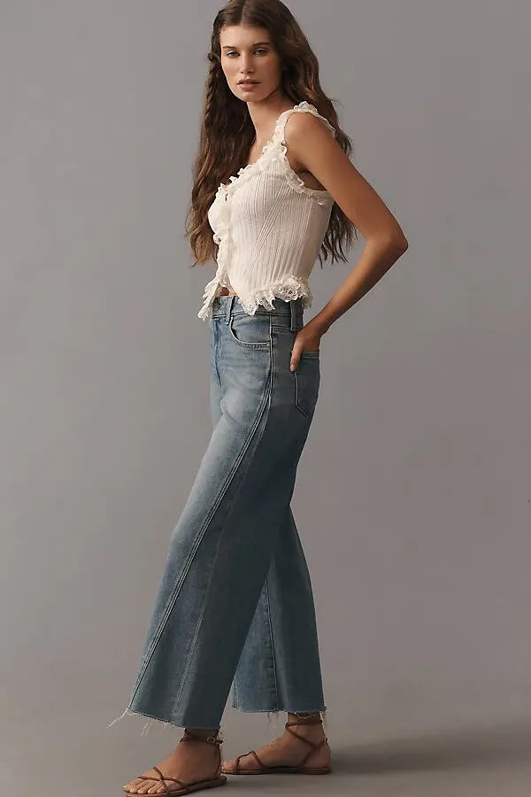 Paige Anessa Panel High-rise Crop Wide-leg Jeans - Explorer