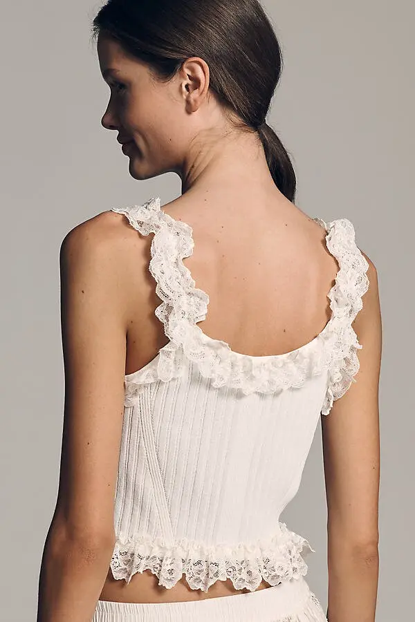 Anthropologie Ruffle Knit Tank Top - Ivory