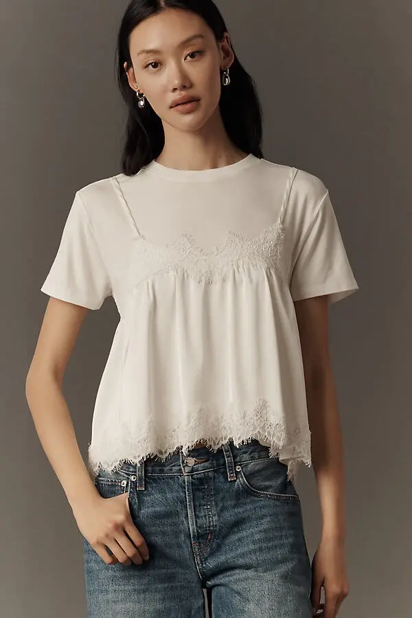 Anthropologie Layered Twofer Tank T-shirt Top - Sugar Swizzle