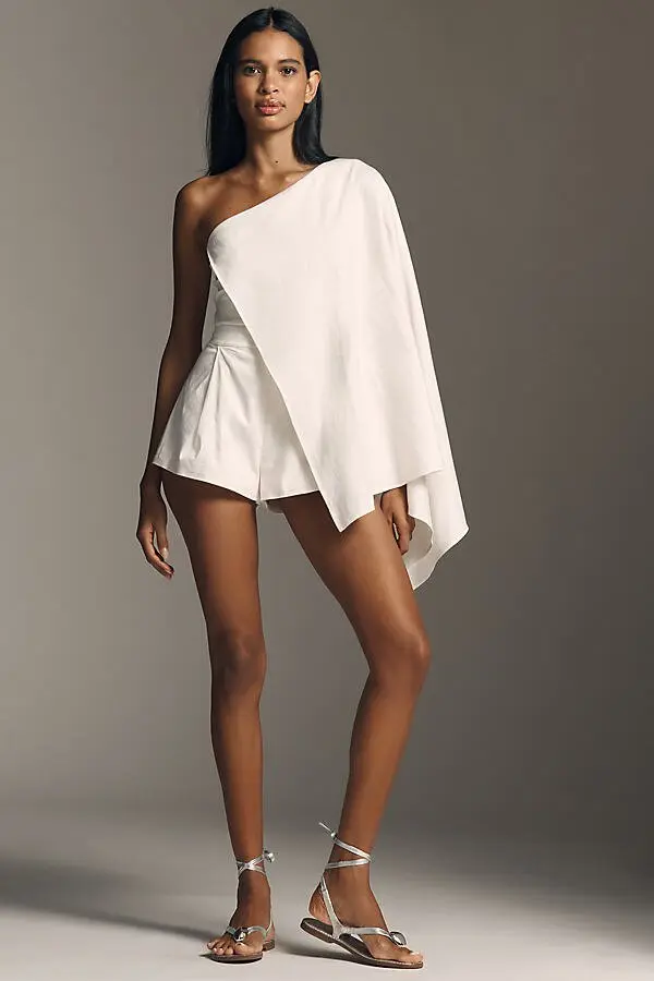 AUTEUR Roux One-shoulder Romper - Tofu