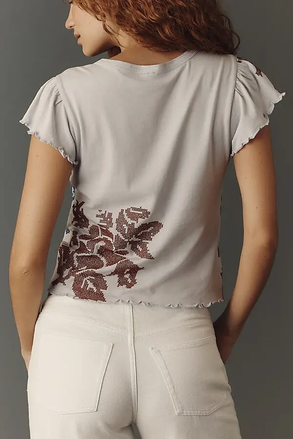 Anthropologie Embroidered Tee