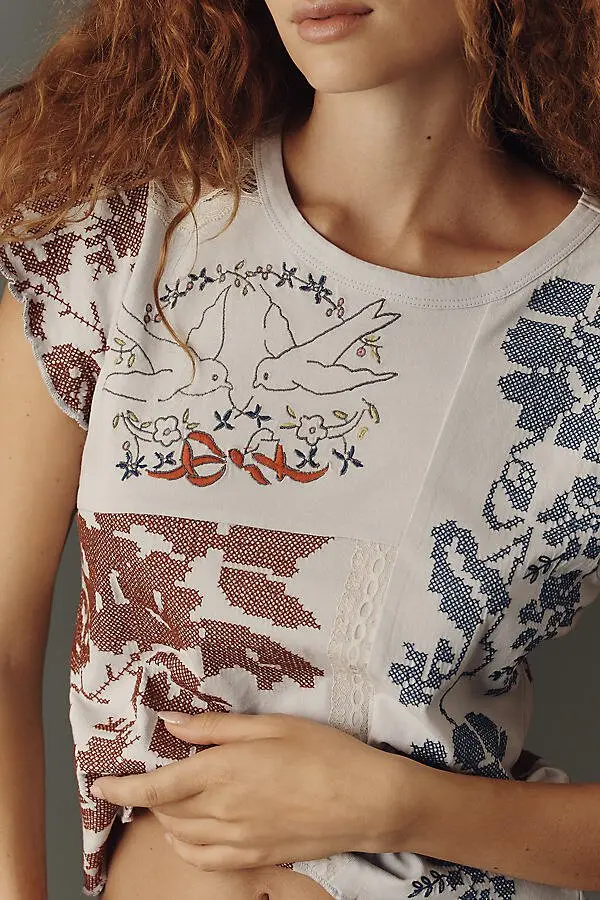 Anthropologie Embroidered Tee