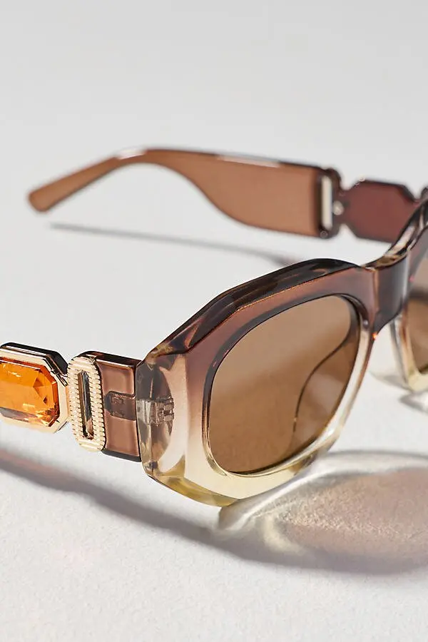 I-SEA Ombre Deco Rectangle Sunglasses - Brown