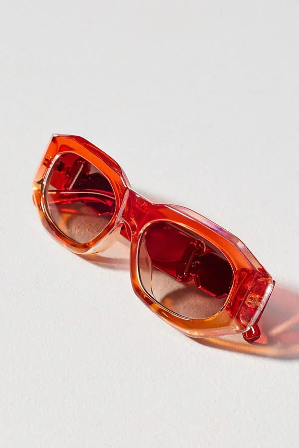 I-SEA Ombre Deco Rectangle Sunglasses - Red Pattern