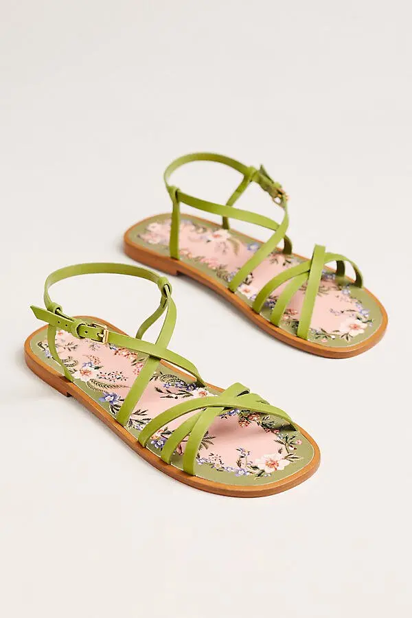 Farm Rio Strappy Sandals - Moss