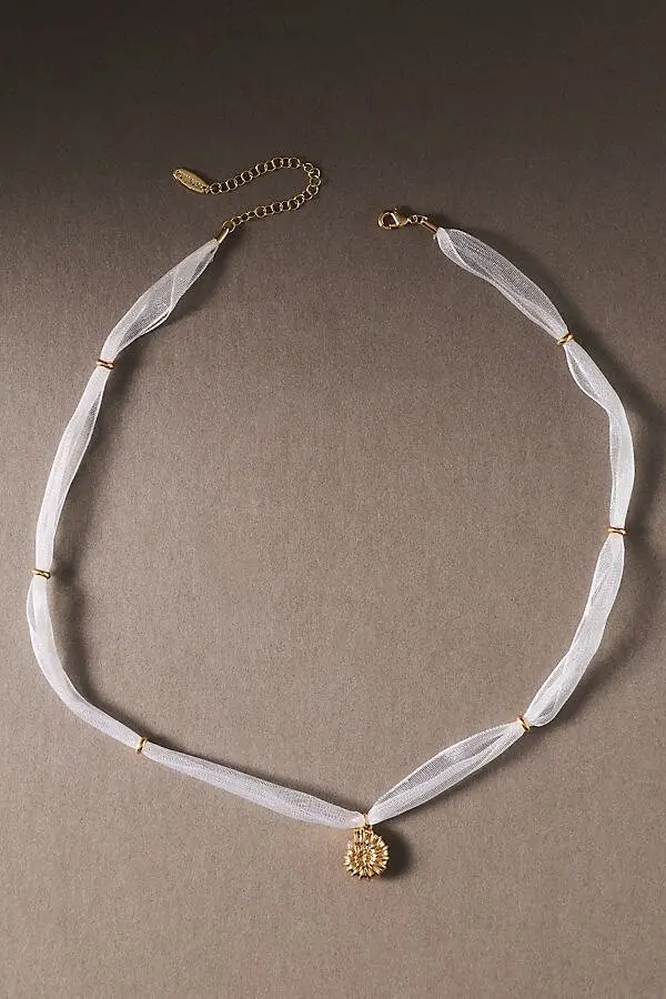 Anthropologie Mesh Sea Shell Necklace - White