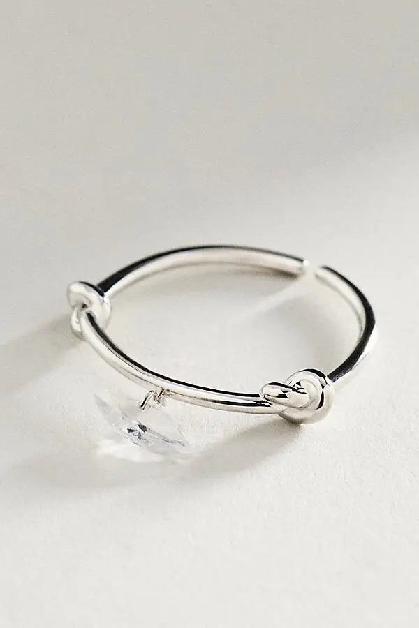 Anthropologie Knotted Crystal Ring - Silver