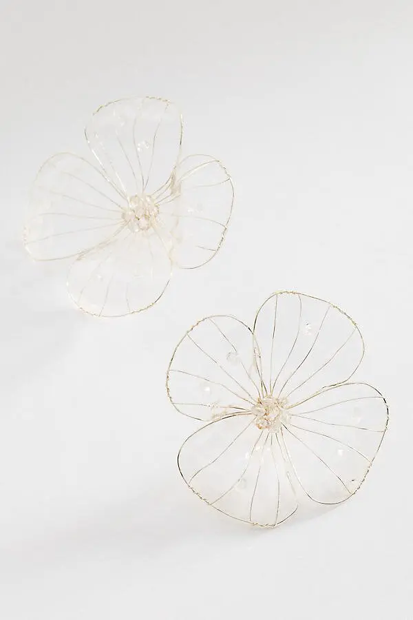 Anthropologie Sheer Petal Flower Earrings - Clear