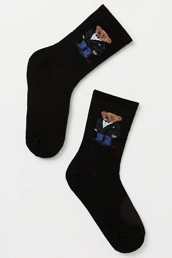 Polo Ralph Lauren Tuxedo Bear Crew Socks - Black