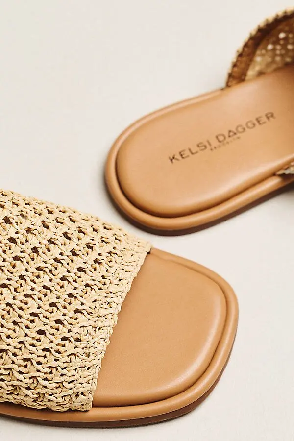 KELSI DAGGER BROOKLYN Benny Netted Raffia Slides - Neutral